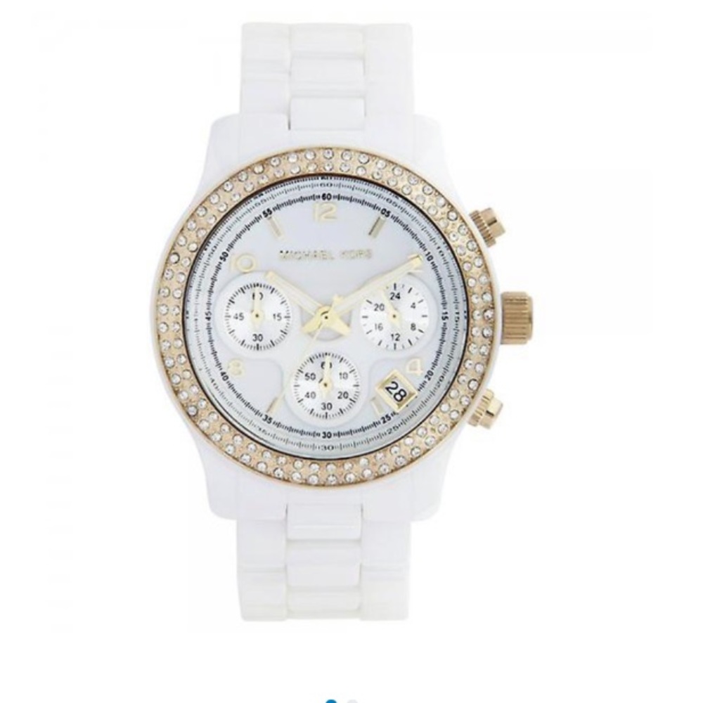 Mk Runway Chronograph White Ceramic Watch - Gem